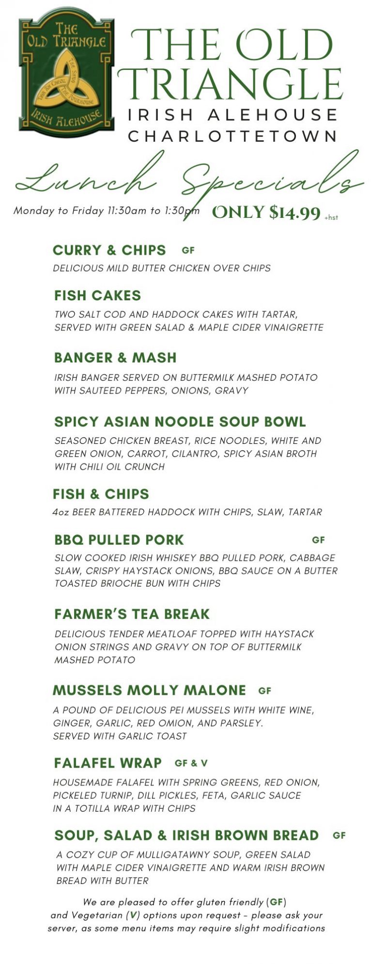 We know times are tight for everyone, so check out our new $14.99 Lunch ...