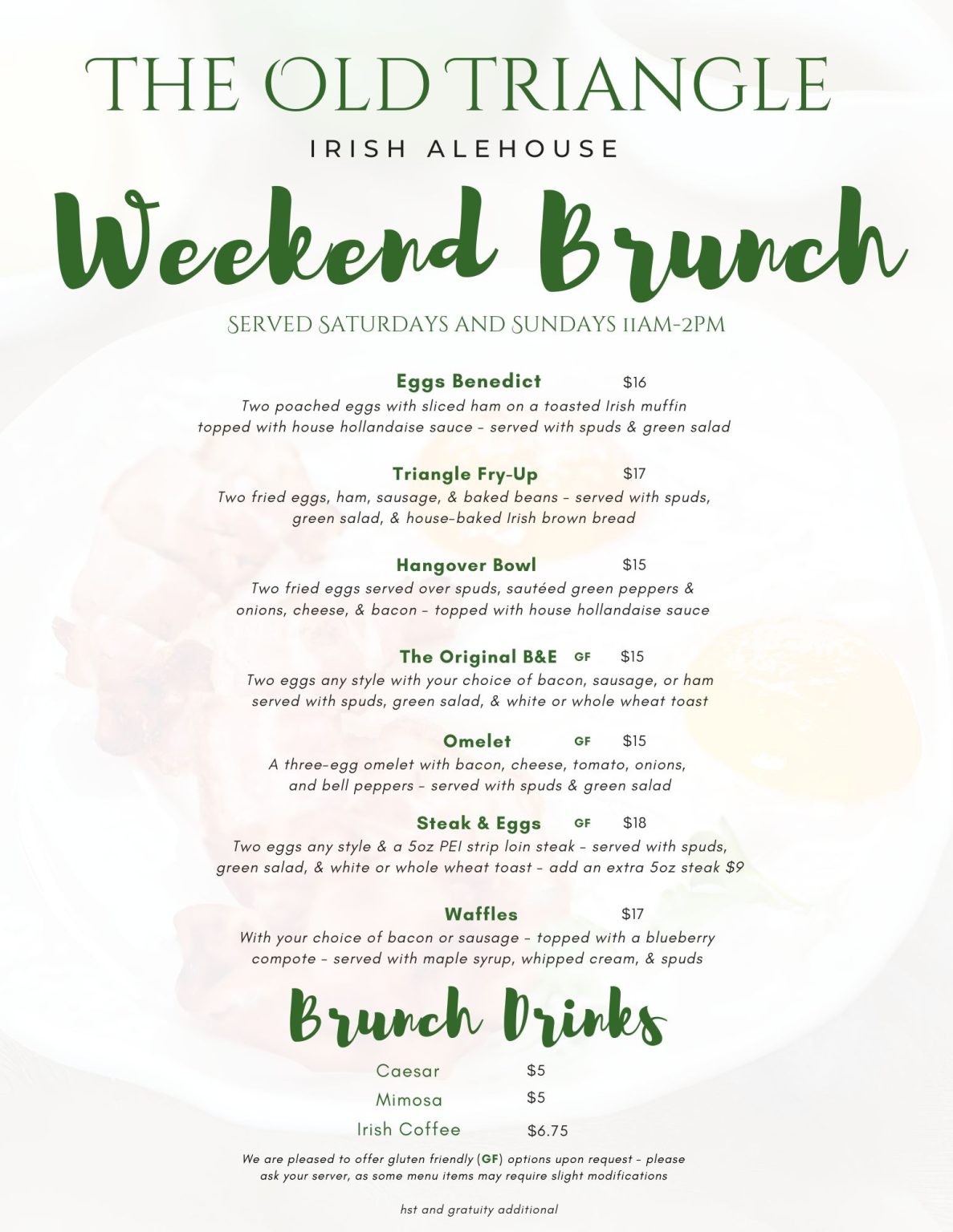 Our Menu - Old Triangle Irish Alehouse Charlottetown