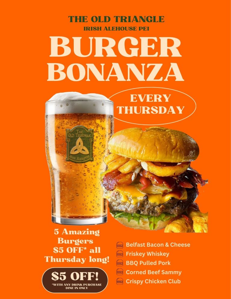 Burger Bonanza Thursdays – all day every Thursday - Old Triangle Irish ...